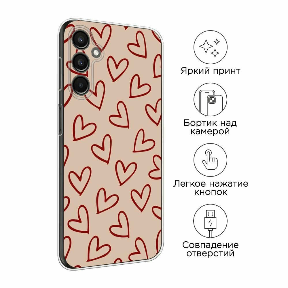 Чехол на Samsung Galaxy A24 / Самсунг Галакси A24 с принтом "Little hearts doodles 1 - 14 февраля" — фото 1
