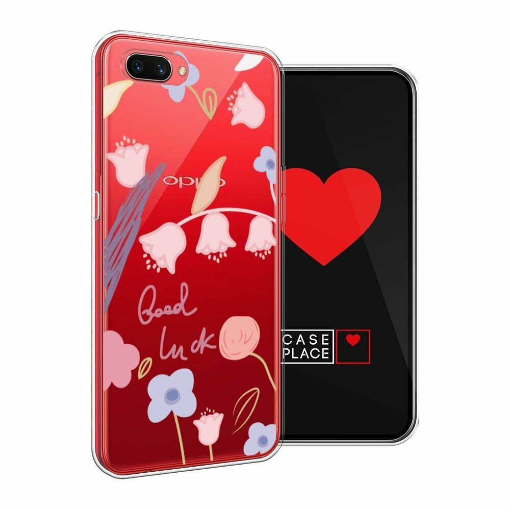Чехол на Oppo A3s / Oppo A3s с принтом "Lucky flowers", прозрачный — фото 1