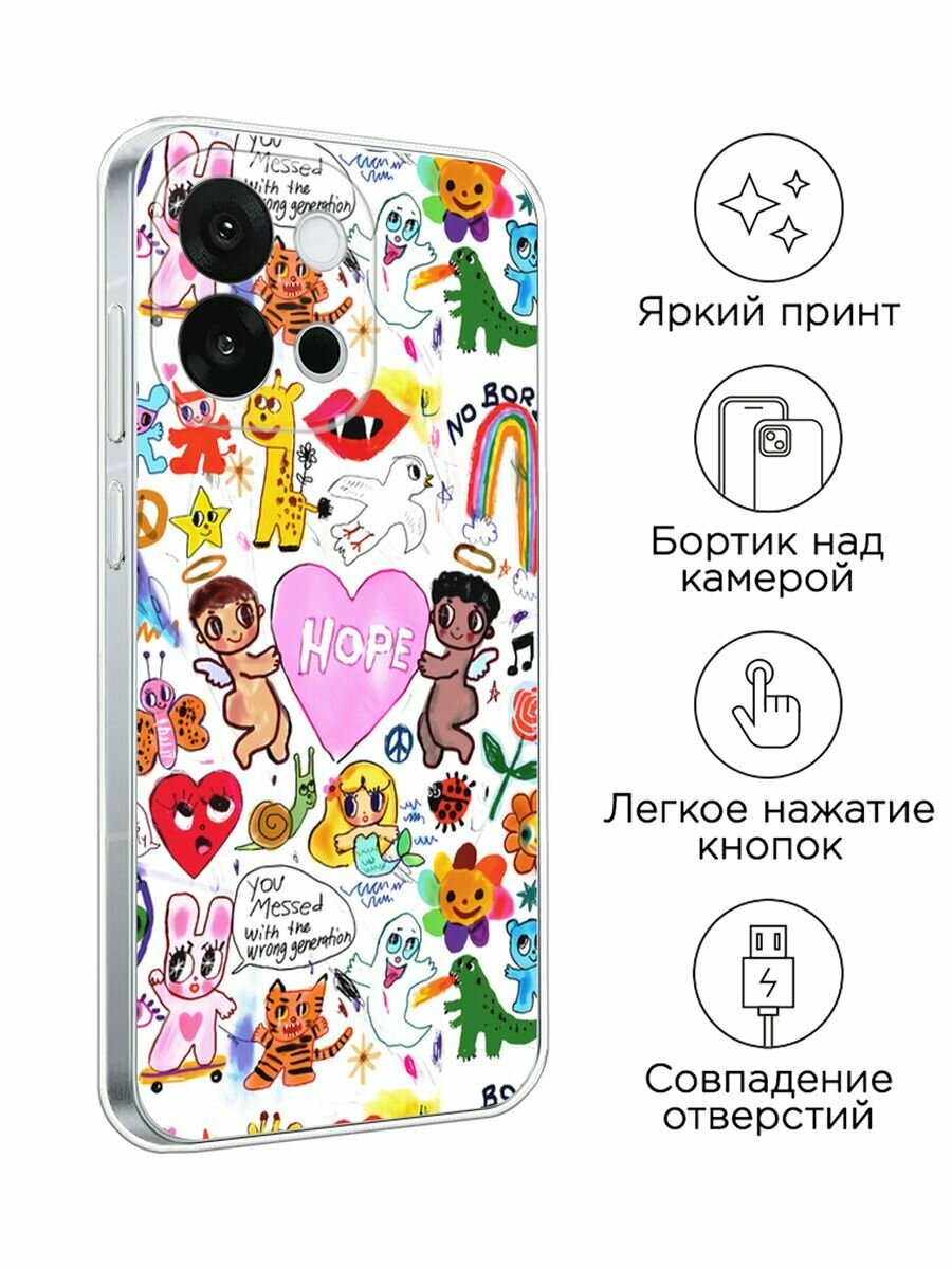 Чехол на OnePlus 13T / Ван Плас 13Т с принтом "Милые рисунки" — фото 1