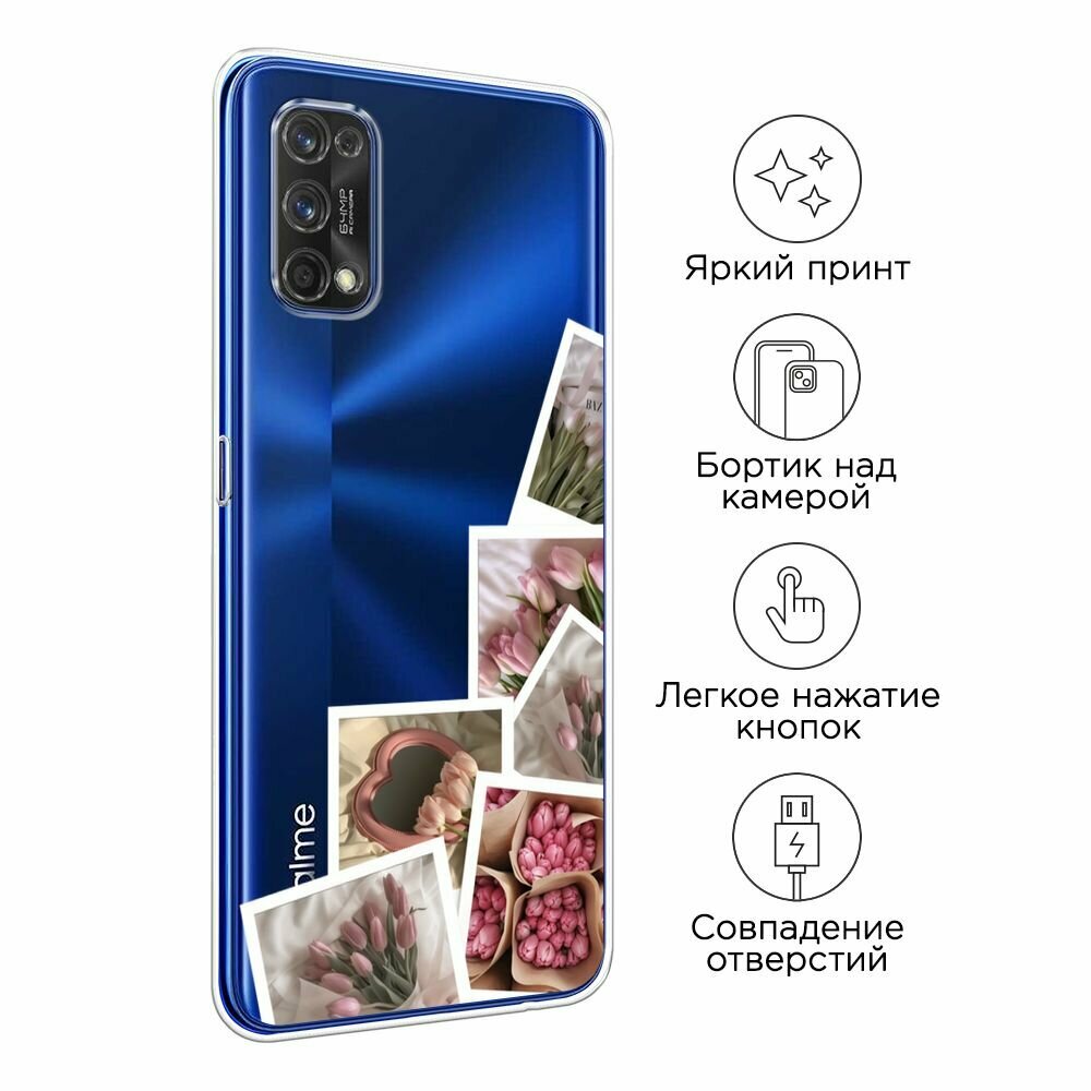 Чехол на Realme 7 Pro / Реалми 7 Про с принтом "Весенние фото - 8 марта", прозрачный — фото 1
