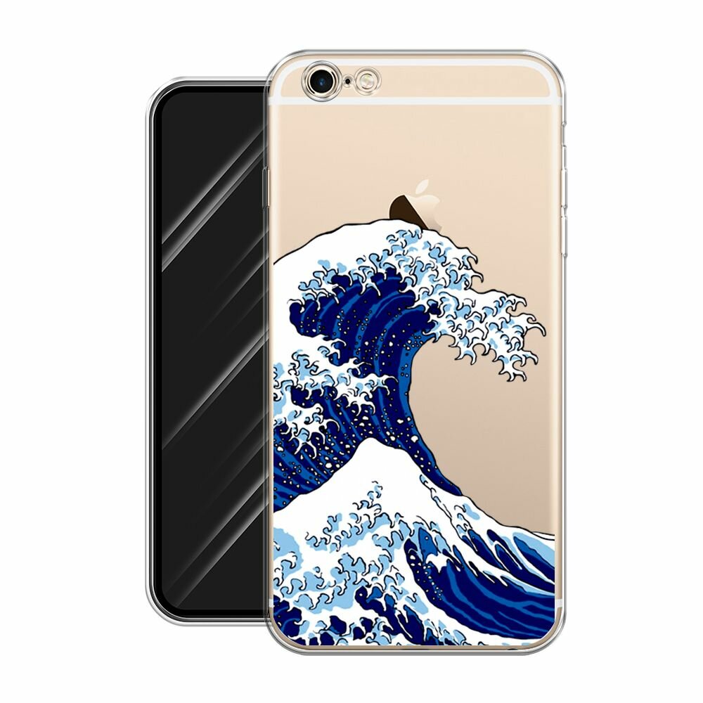 Чехол на Apple iPhone 6 Plus/6S Plus / Айфон 6 Плюс/Айфон 6С Плюс с принтом "Волна над Фудзи", прозрачный — фото 1