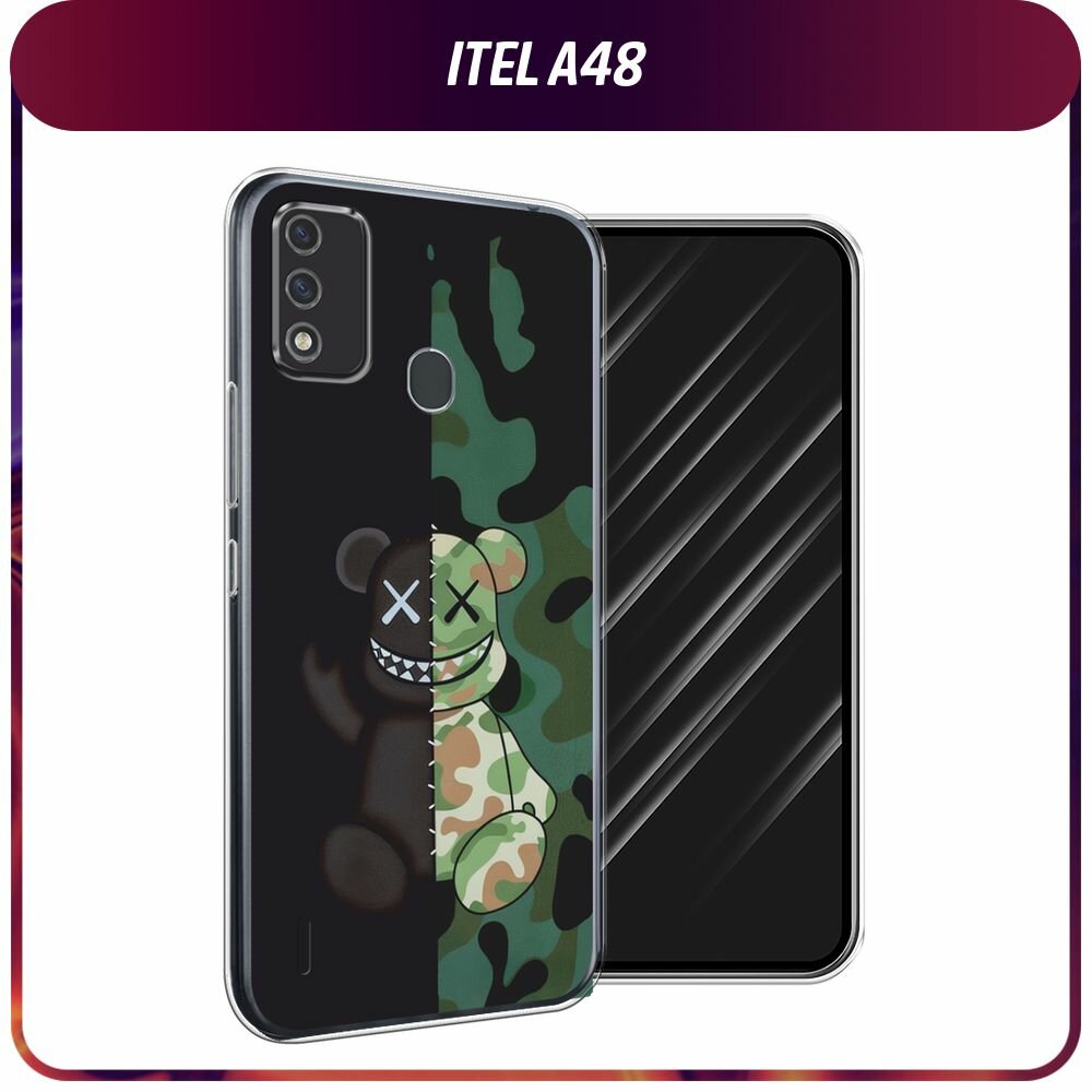 Силиконовый чехол на Itel A48 / Ител А48 с принтом "KAWS 23 февраля 1"
