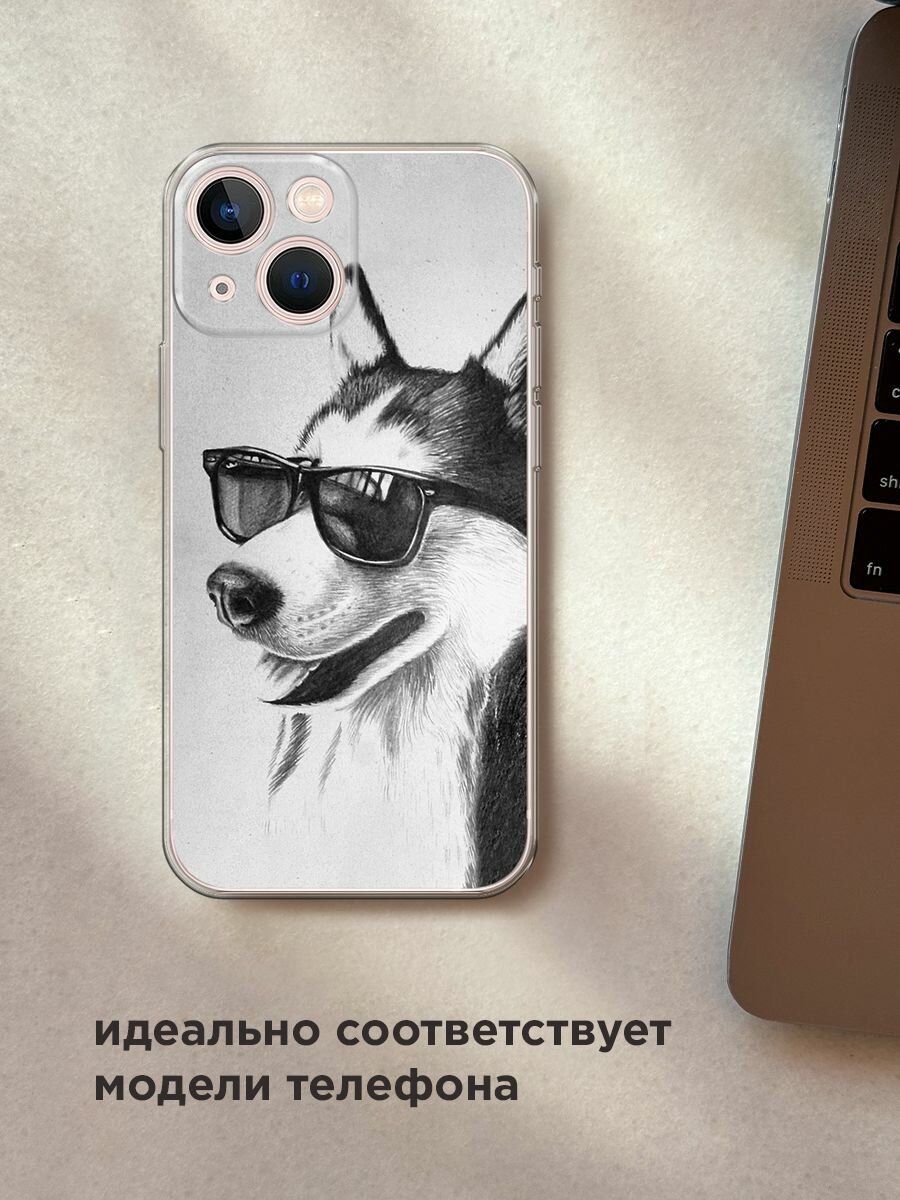 Чехол на Apple iPhone 13 mini / Айфон 13 мини с принтом "Крутой Хаске" — фото 1