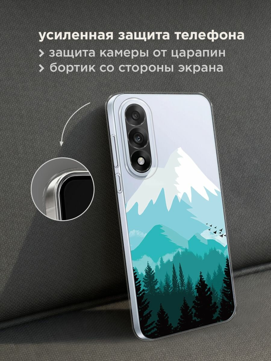 Чехол на OnePlus Nord 5 / Ван Плас Норд 5 с принтом "Синяя снежная гора", прозрачный — фото 1
