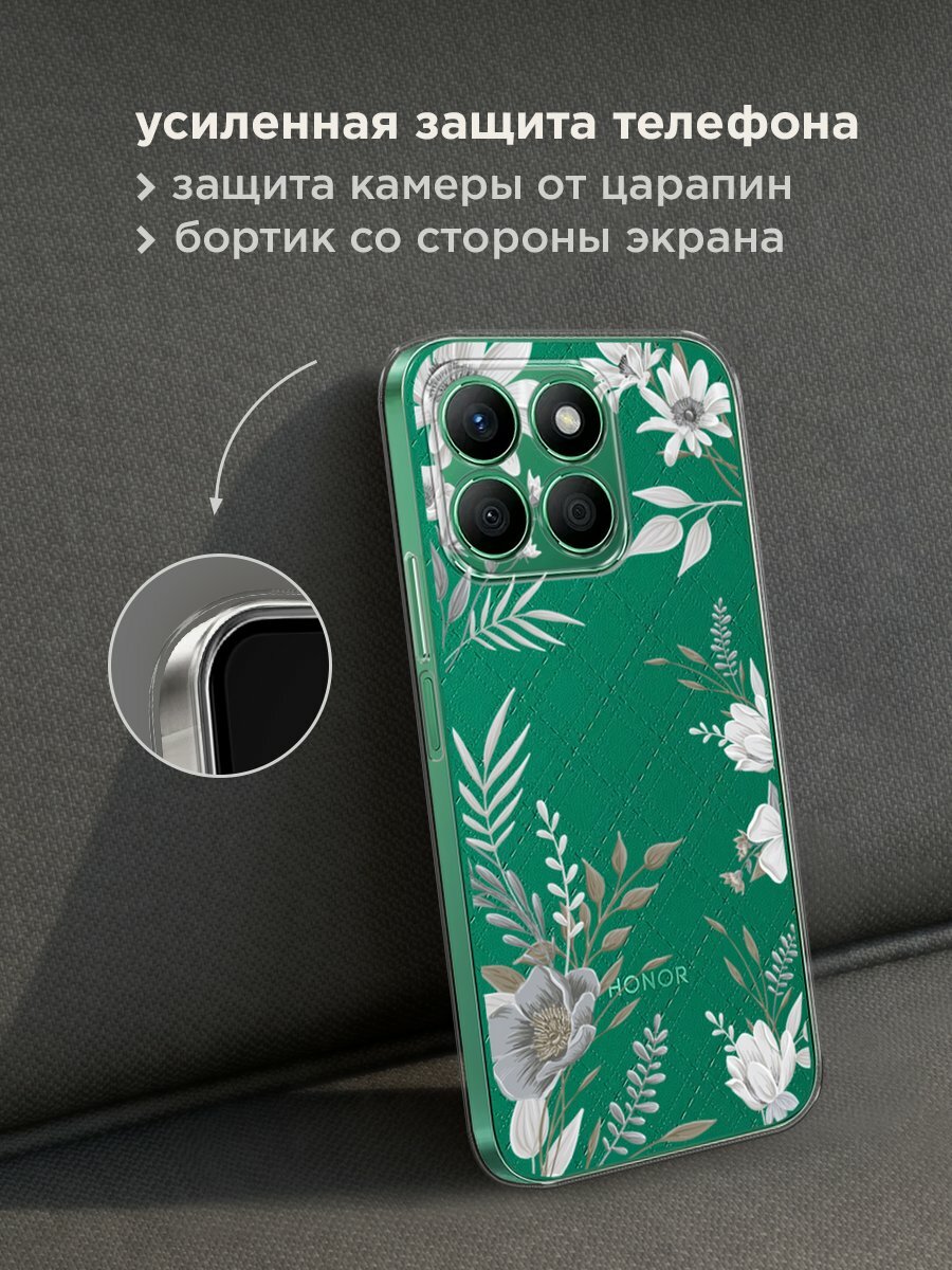 Чехол на Honor X8B / Хонор X8B с принтом "Цветы сепия 3" — фото 1