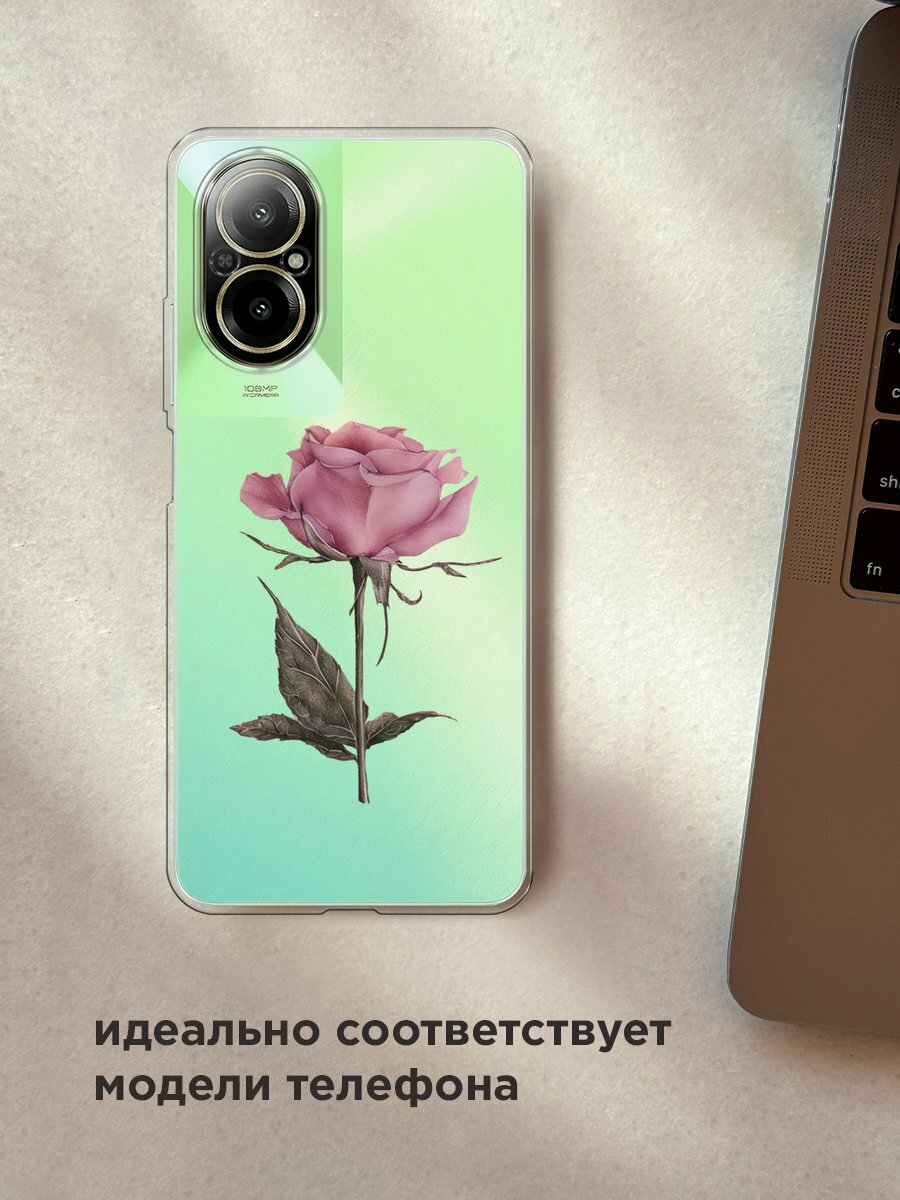 Чехол на Realme C67 4G / Реалми C67 4G с принтом "Меланхоличная роза", прозрачный — фото 1