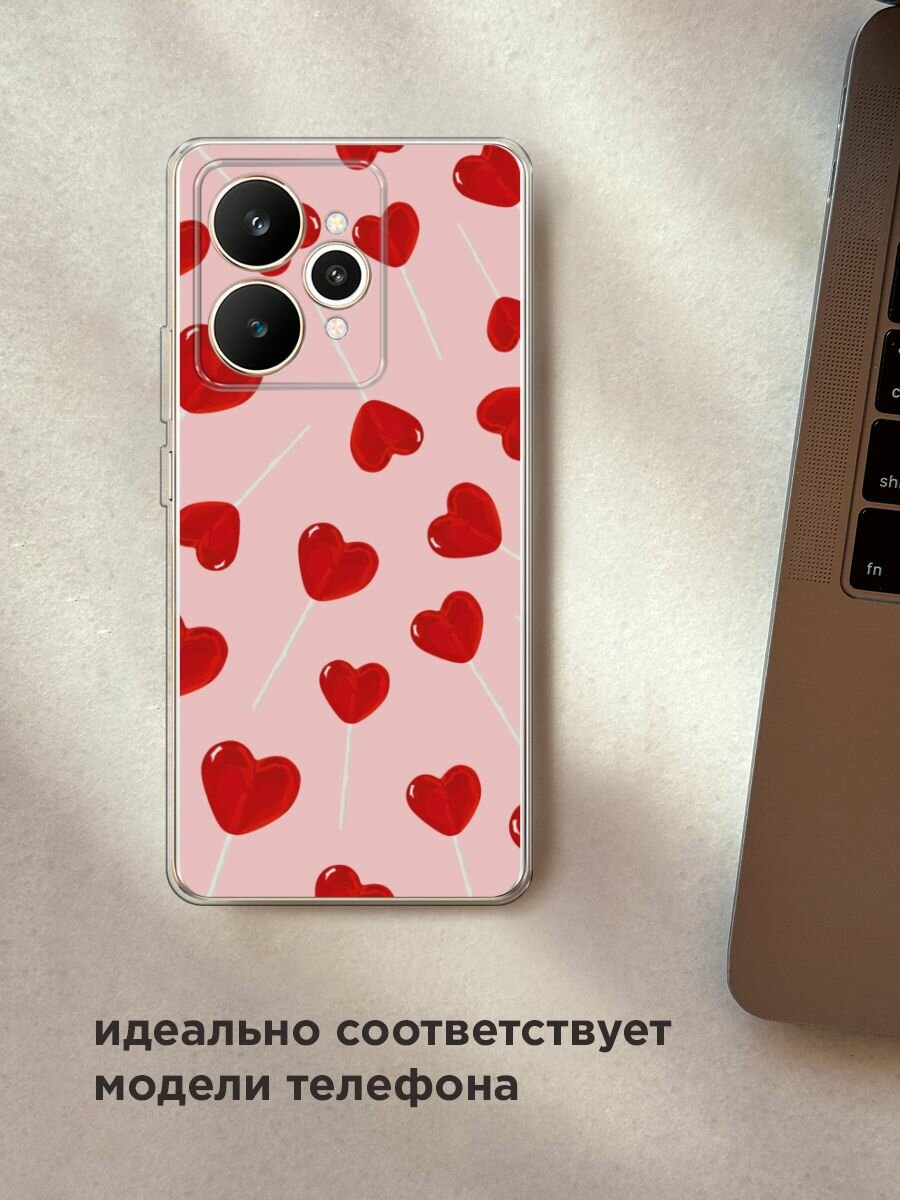 Чехол на Realme 15 / Реалми 15 с принтом "Сердечки-леденцы 1 - 14 февраля" — фото 1
