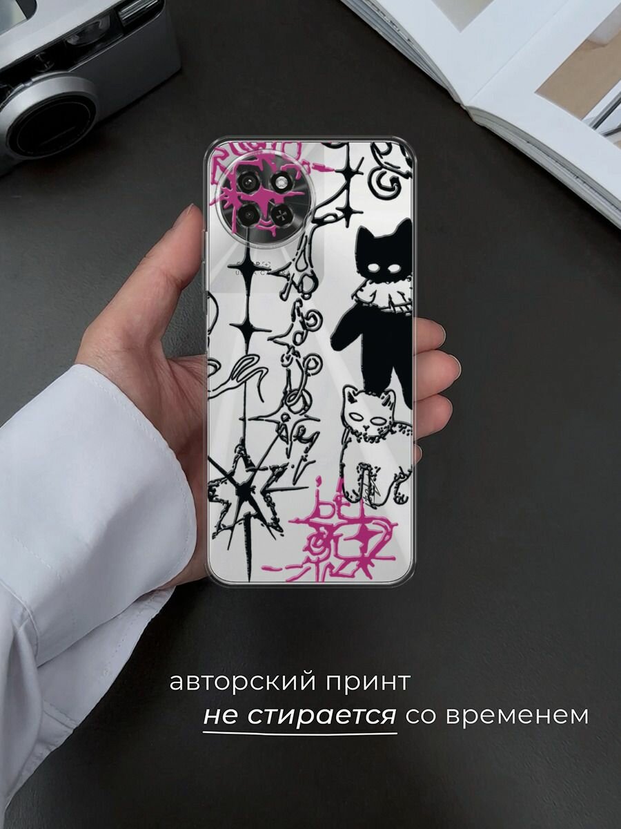 Чехол на Itel S23 / Ител S23 с принтом "Готические котики" — фото 1