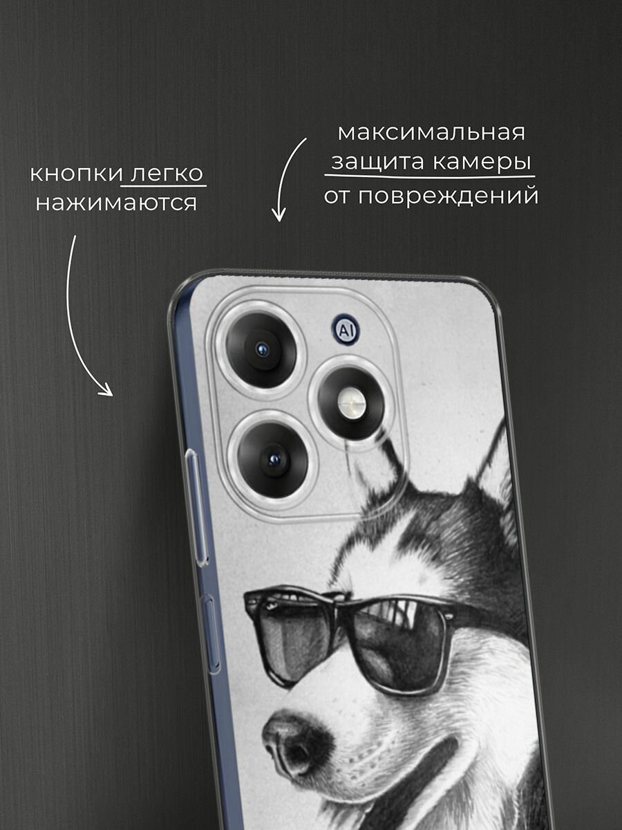 Силиконовый чехол на Itel A70 / Ител А70 с принтом "Крутой Хаске" — фото 1
