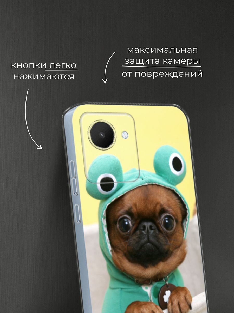 Чехол на Realme C30 / Реалми C30 с принтом "Собачка в шапке лягушки" — фото 1