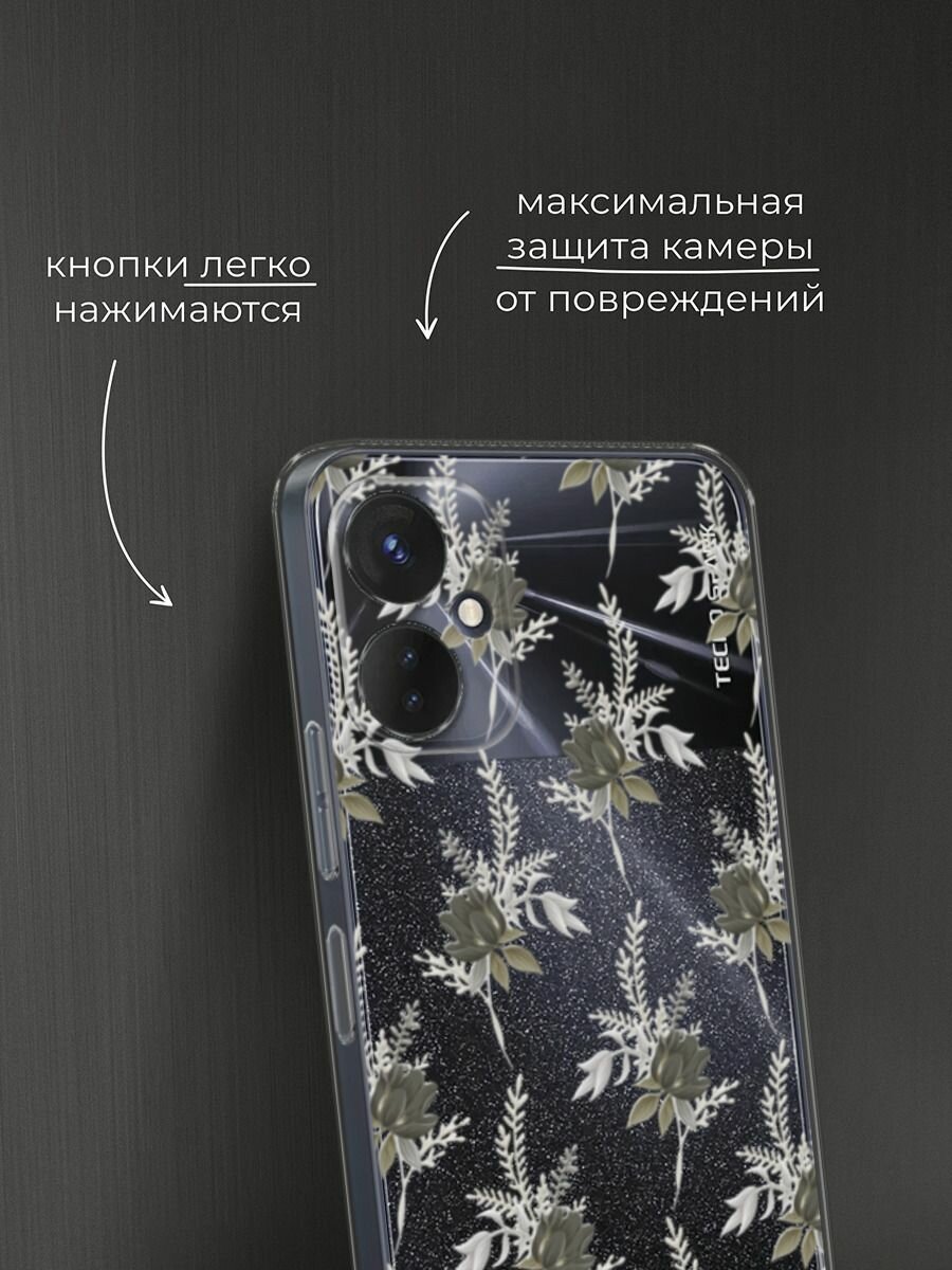Чехол на Tecno Spark 9 Pro / Техно Спарк 9 Про с принтом "Паттерн цветы сепия" — фото 1