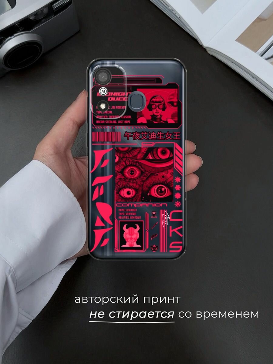 Чехол на Itel A27 / Ител А27 с принтом "Mionight queen", прозрачный — фото 1