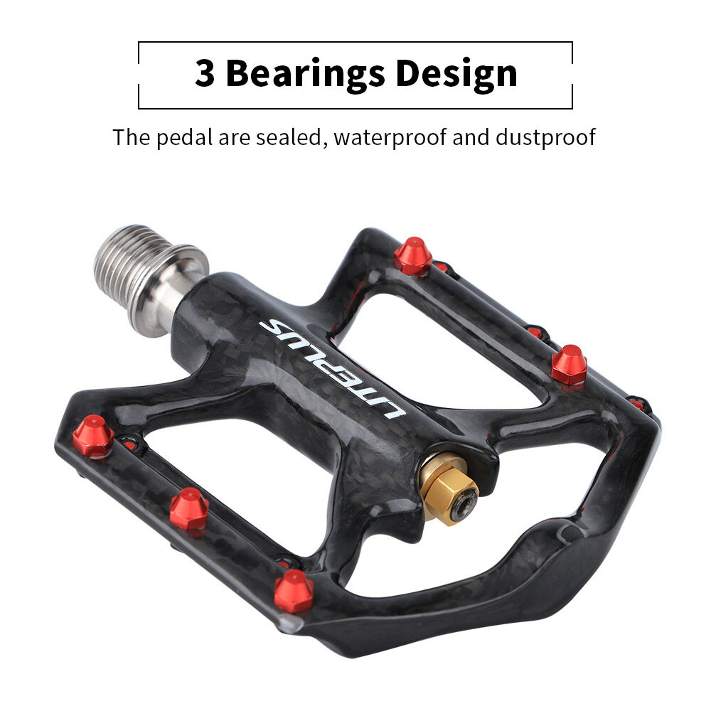 Педали для велосипеда с карбоновым волокном и титановым осью, 20 заменяемых шипов, защита от влаги и пыли