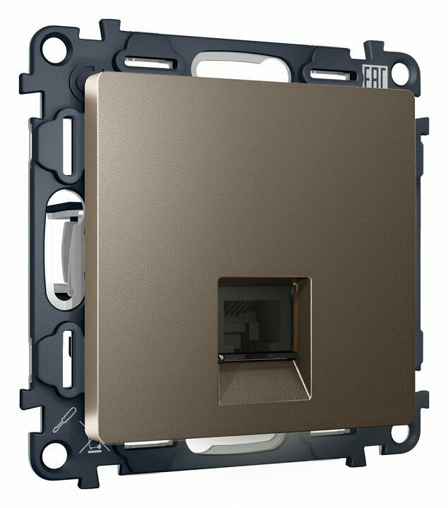 Розетка Ethernet RJ-45 и со шторками, без рамки Ambrella Volt ALFA MA642010