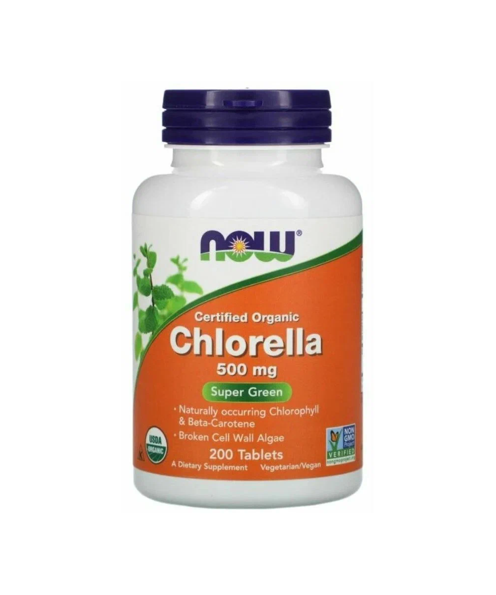 Now Org chlorella органическая хлорелла 500mg per tab 200 tabs