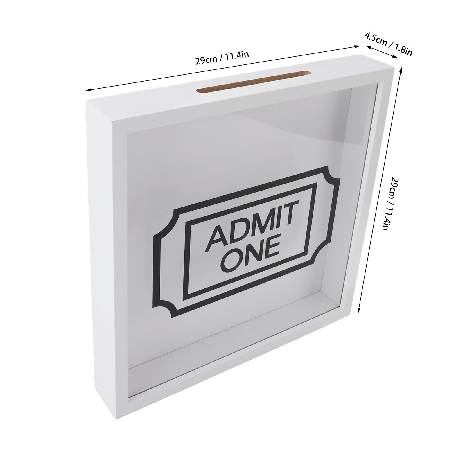 Архивный ящик для хранения путешествий и приключений Shadow Box 29 см, белый, с верхней загрузкой, с прорезью для фотографий, белый