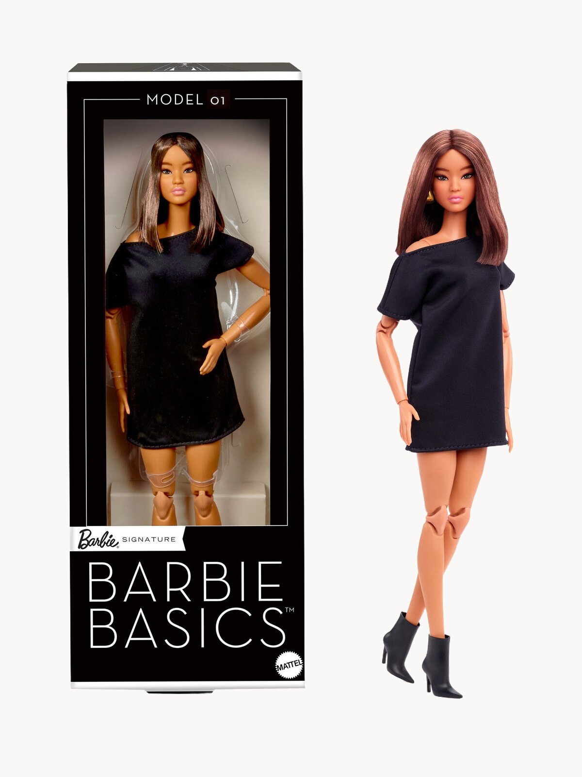 Кукла Barbie, Коллекционная кукла Basics Model 01, Волосы брюнетки, черное мини-платье