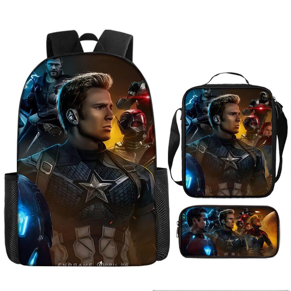 Трансграничный бестселлер: рюкзак «Мстители», набор школьных сумок из трех предметов для учащихся начальной и средней школы, рюкзак с цифровой 3D-раскраской