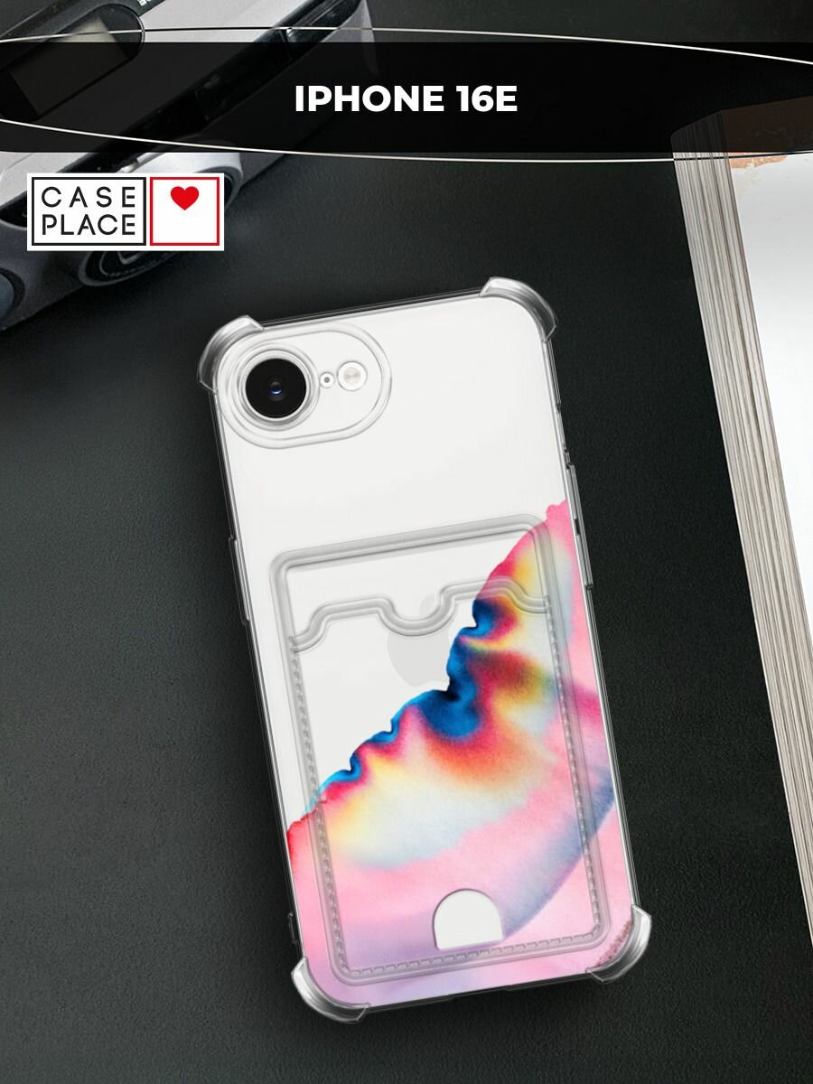Чехол на Apple iPhone 16e/17e (Айфон 16е/17e) с картой и принтом Розовая акварель