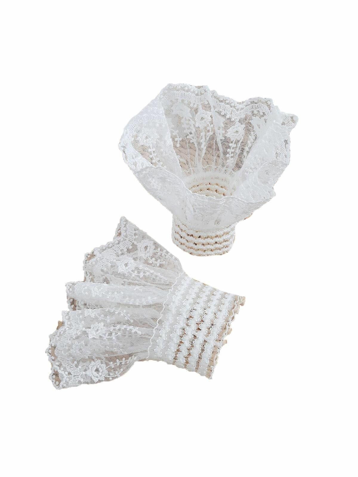 Декоративные манжеты с цветочной вышивкой, Белый