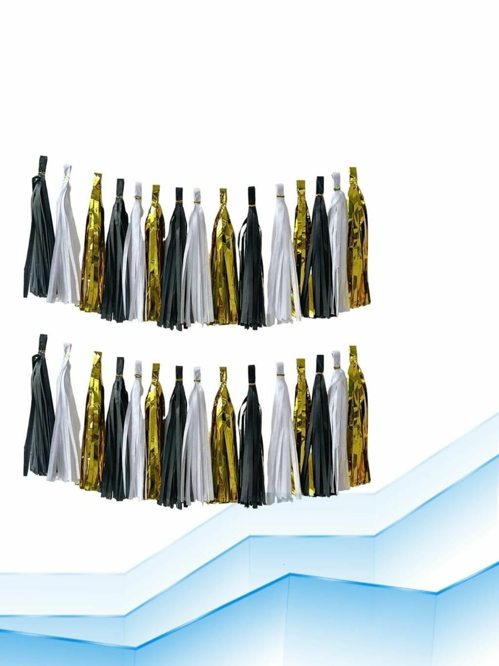 Цветные бумажные гирлянды, - Черное и белое золото