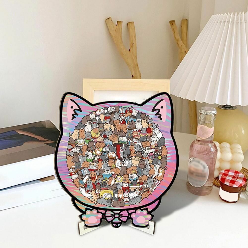 Деревянная головоломка в форме кошки