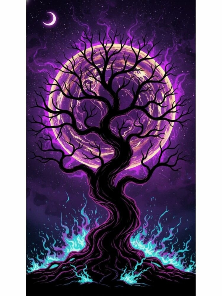 Алмазная картина "Древо Жизни, Йога, Мифология, Индия" / Алмазная вышивка / Круглые стразы 40х50 см