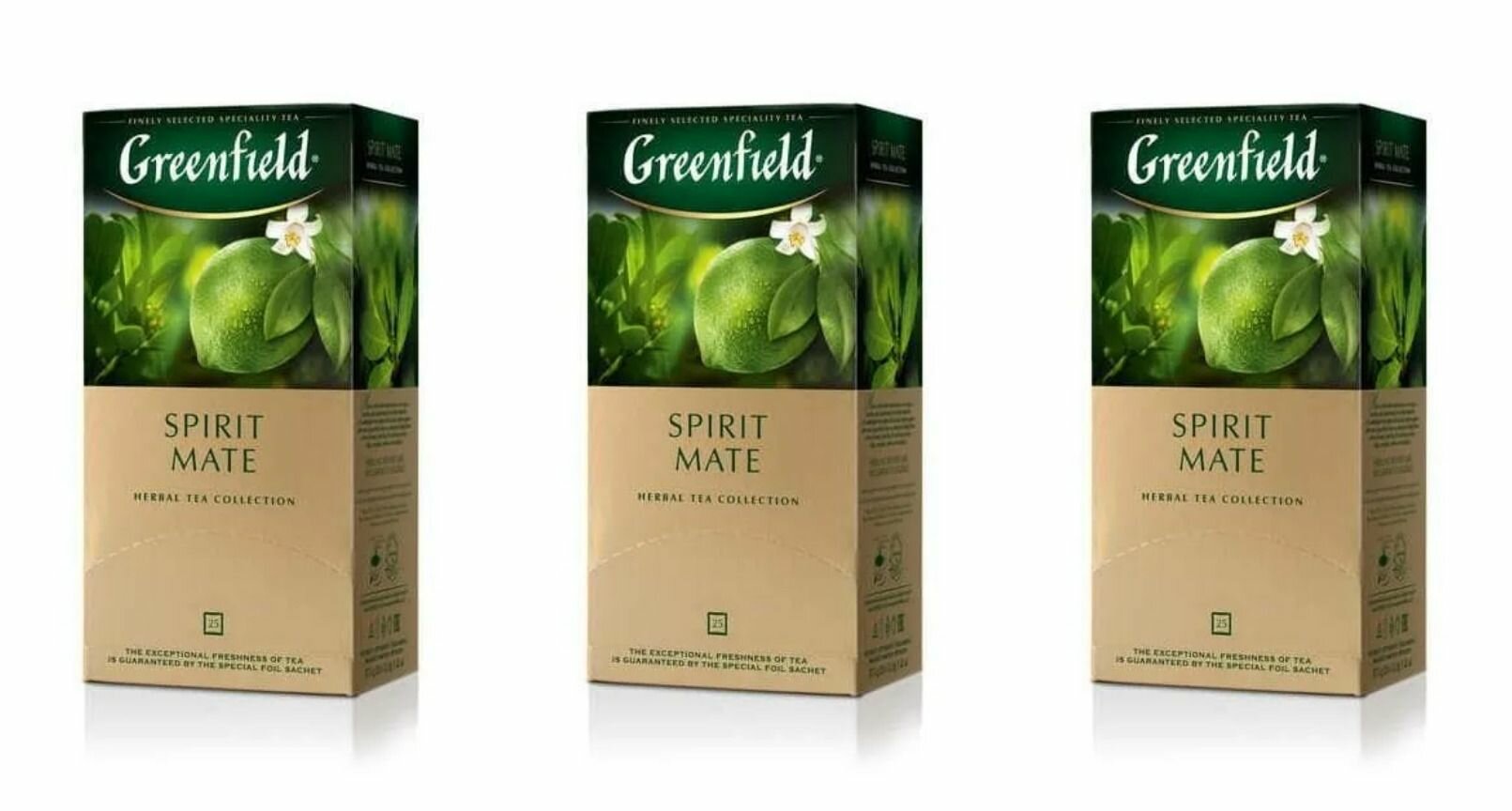 Чай мате Greenfield Spirit Mate, со вкусом лайма, 25 пакетиков по 1,5 г, 3 уп