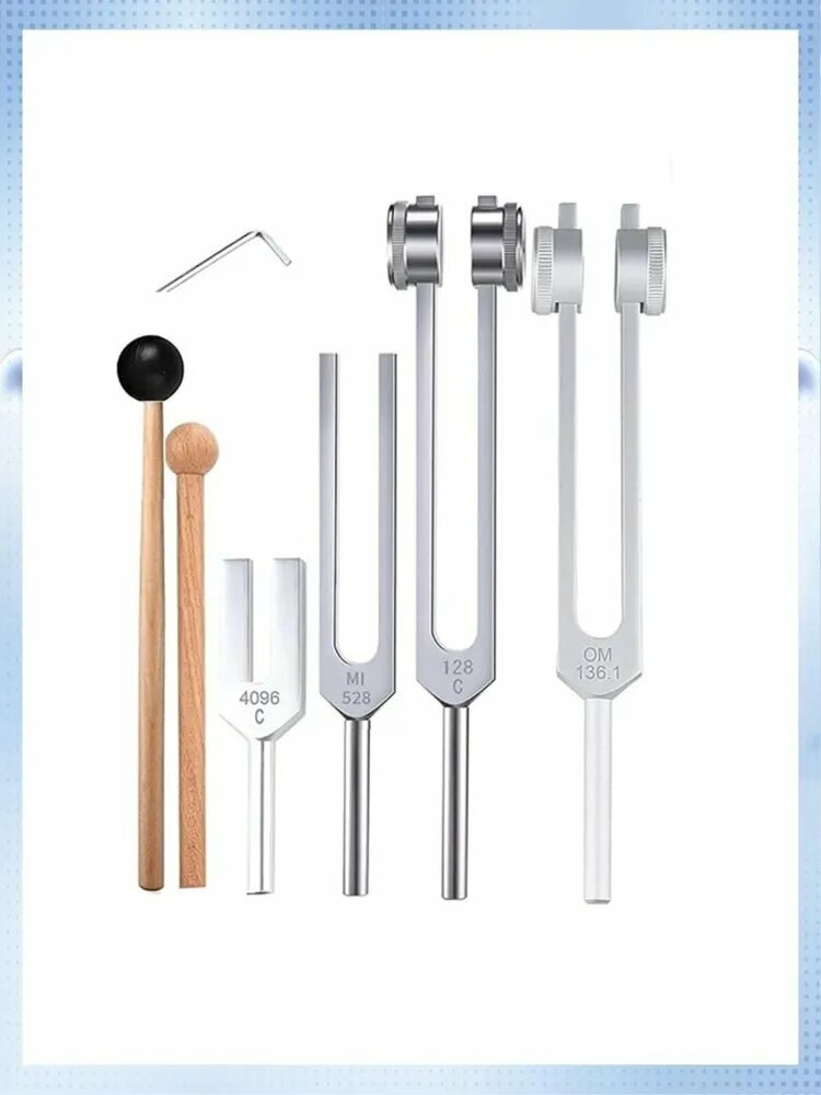 Набор из 4 камертонов (128 Гц, 136,1 MI 528 4096 Гц), совместим с исцеления чакры, звуковой терапии, снятия стресса