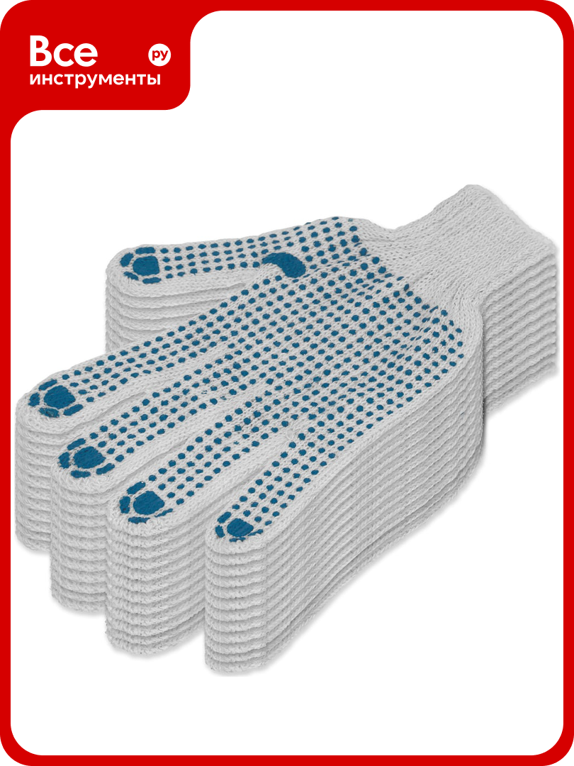 Перчатки Без бренда х/б, ПВХ точка, 6 пар в упаковке 67717