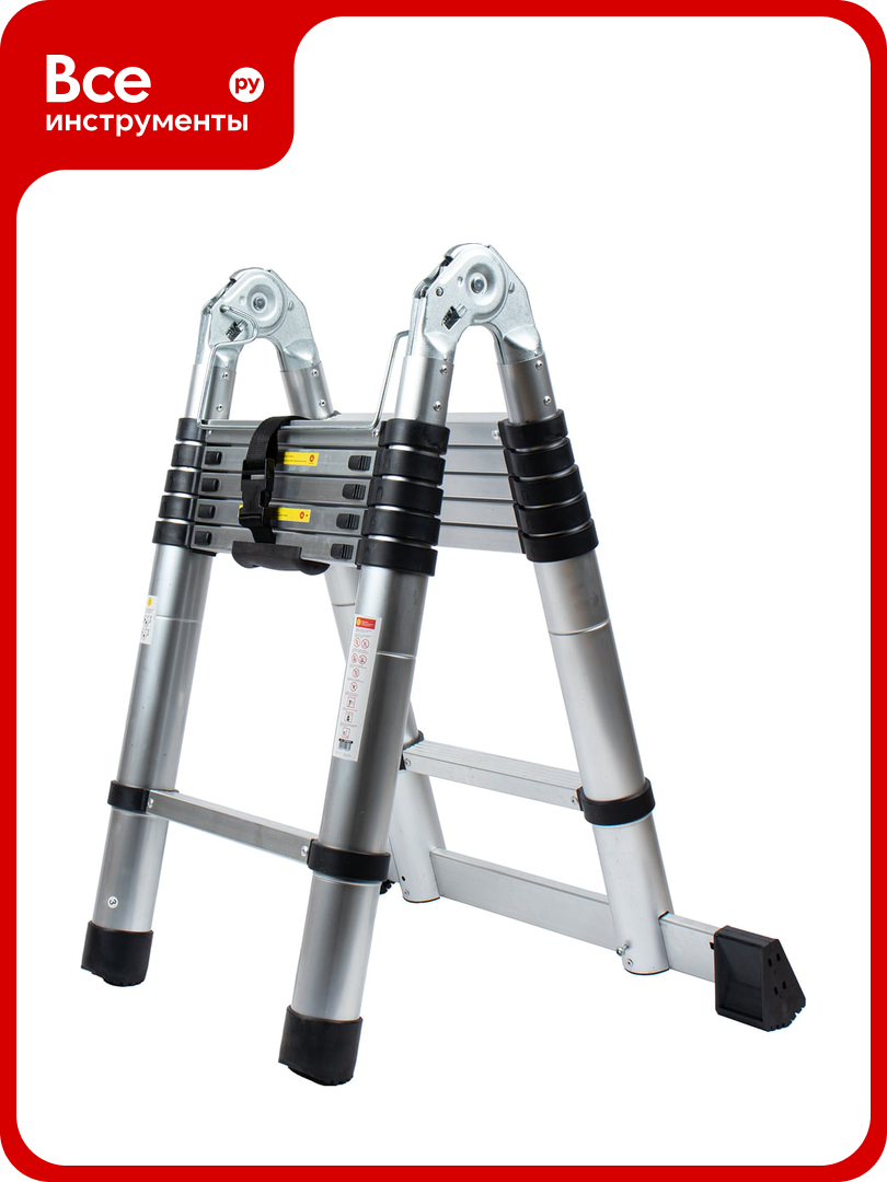 Телескопическая стремянка-лестница полесад 3,8 м,12 ступеней, нагрузка до 150 кг 021837