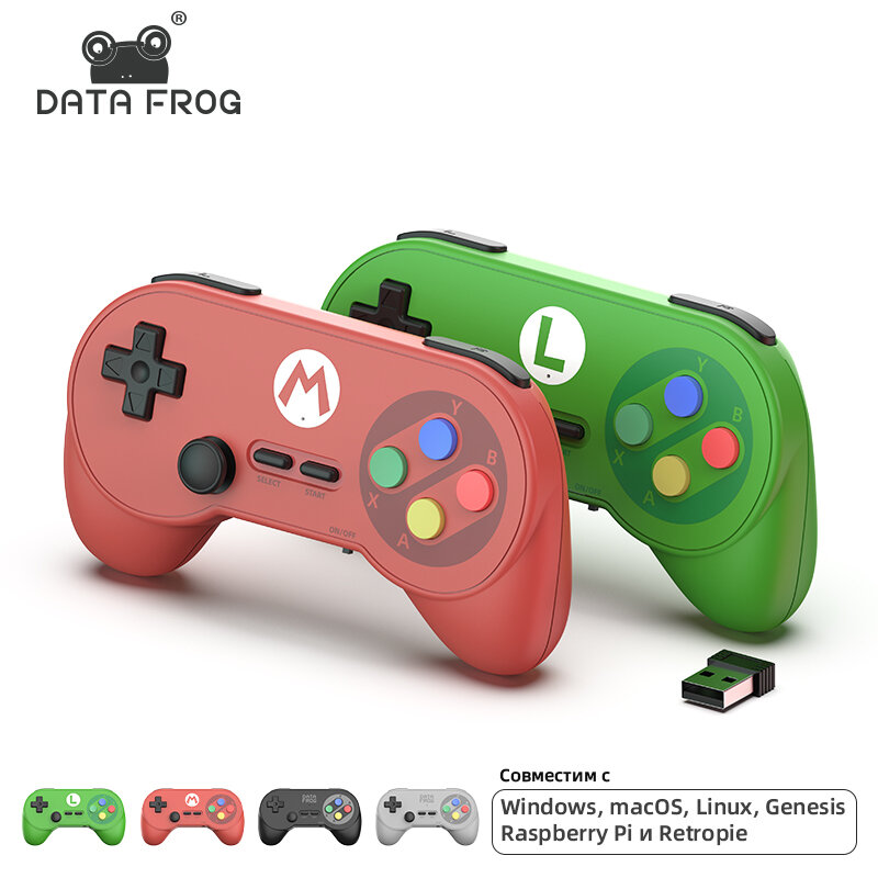 DATA FROG Ретро-беспроводной геймпад PC07 для ПК и Android, 2 игрока, Plug & Play, контроллер для эмуляторов и DIN-входа