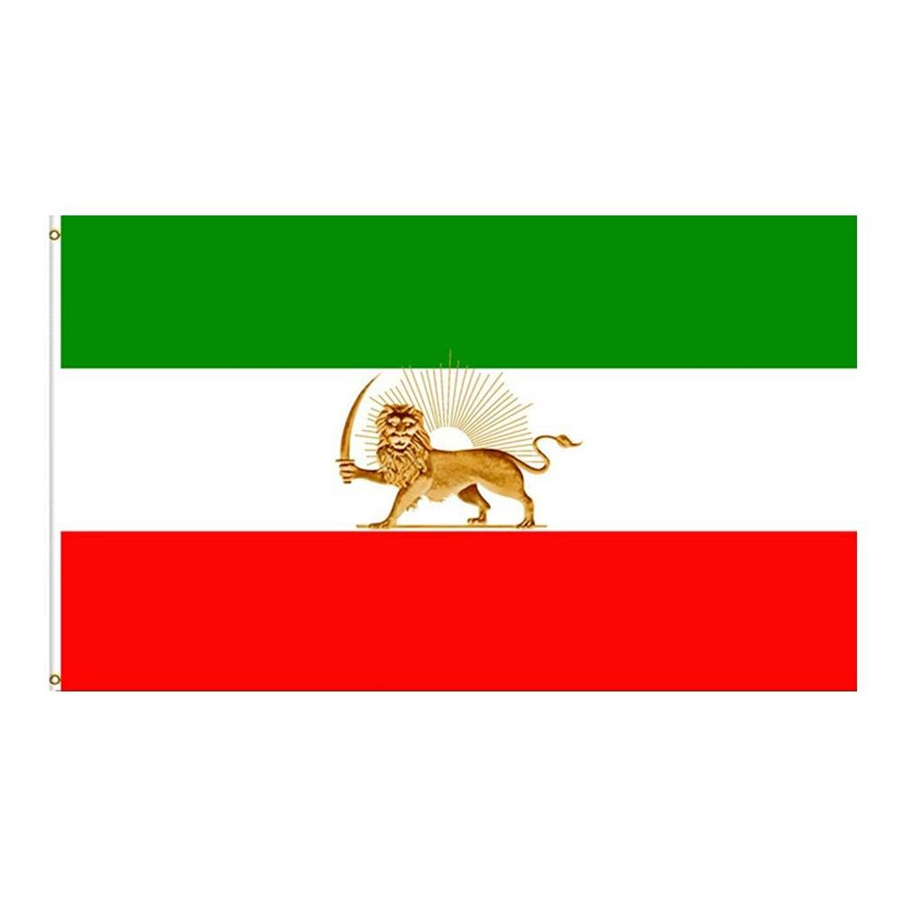 Иранский флаг 3х5 футов, старинный исторический иранский флаг с изображением льва и солнца, двусторонний, из полиэстера, с двумя металлическими люверсами, яркие цвета, подходит для украшения сада, улицы, помещений и улицы.