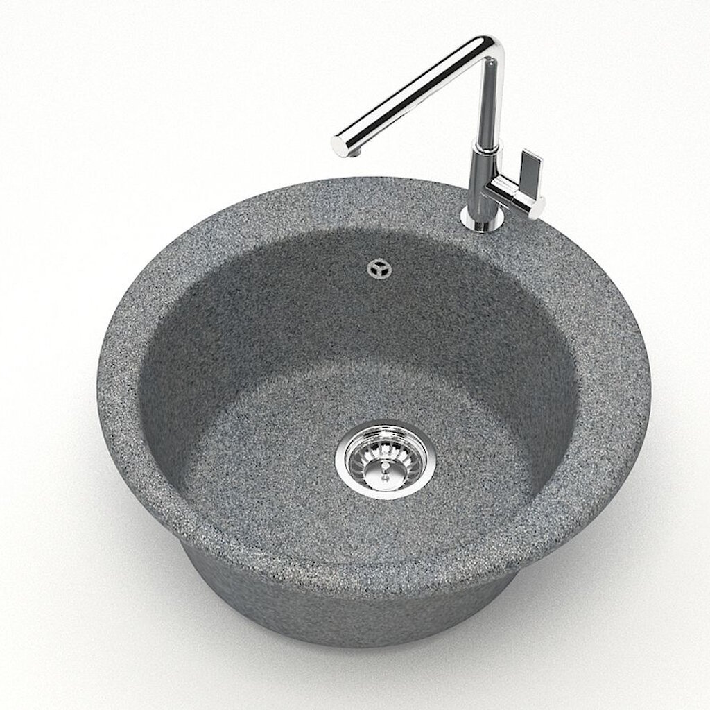 Мойка каменная Santegro SZ030-475/Q8 матовый темно-серый, круглая, D47,5х18 см.