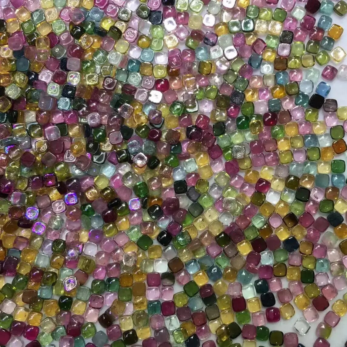 Оптовая продажа, 10 шт./упак, натуральный мультитурмалин, 4 мм, квадратная подушка, драгоценный камень, ювелирные изделия, кабошон, кольцо для лица для ювелирных изделий, сделай сам