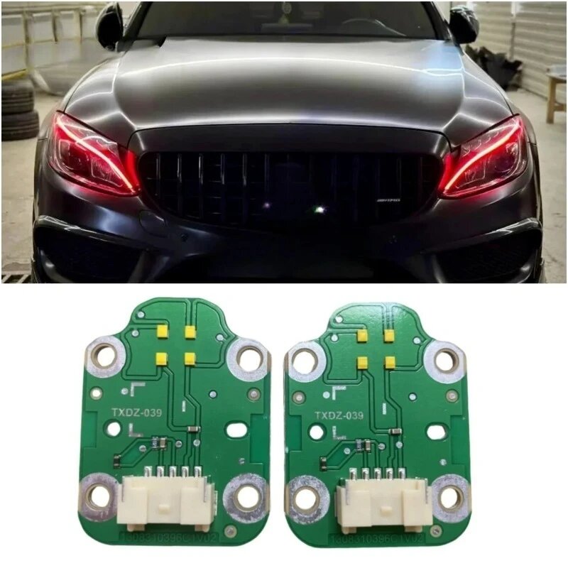 Красные светодиодные панели DRL для Mercedes W205 C-Class 2015-2018 C200 C300 C180 C220 Светодиодные фары дневных ходовых огней Синий Желтый