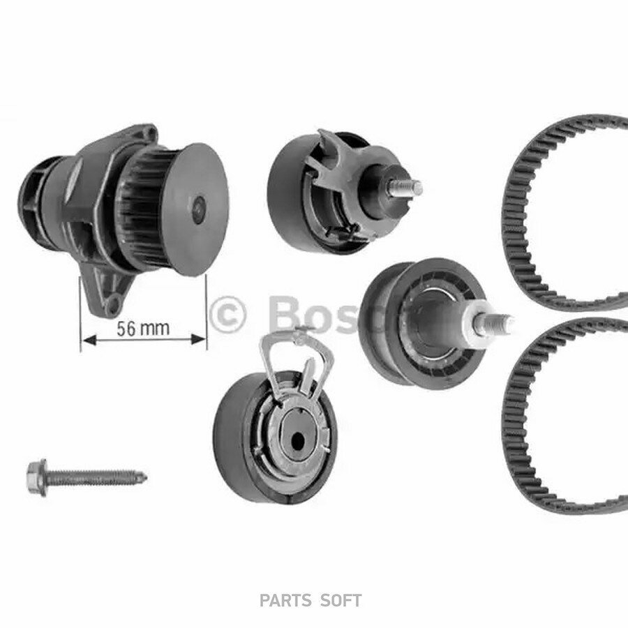Комплект ремня ГРМ VAG GOLF/BORA/POLO/A2 1.6 98-06 (с помпой) от официального дистрибьютора, BOSCH, артикул 1987946427