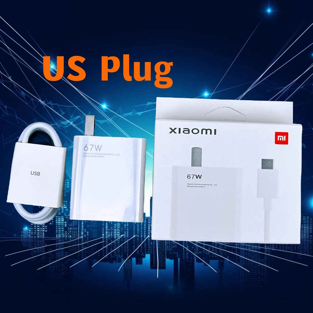 Xiaomi 67W зарядное устройство с US штекером и кабелем USB-C