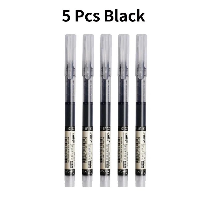 Гелевые ручки hopk, 3-5 шт, черные, синие, 0,5 мм Черный, 5 black pen