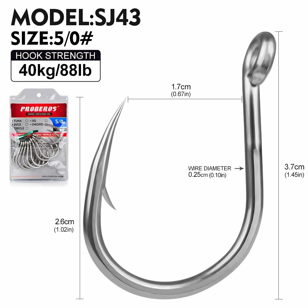 PROBEROS набор крючков для морской рыбалки 10 шт. Size 5 0