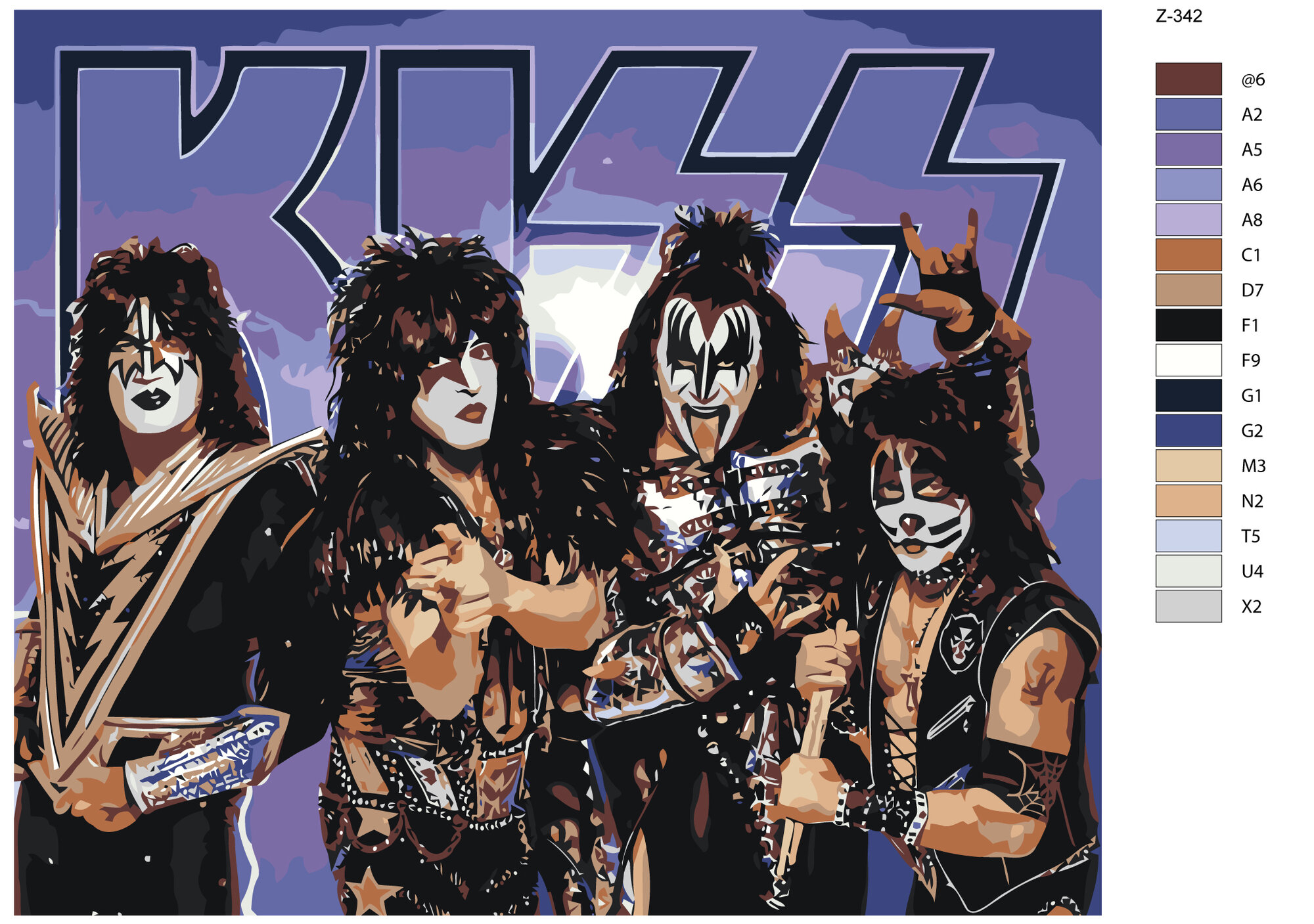 Картина по номерам Z342 "Рок группа Kiss" 40x50