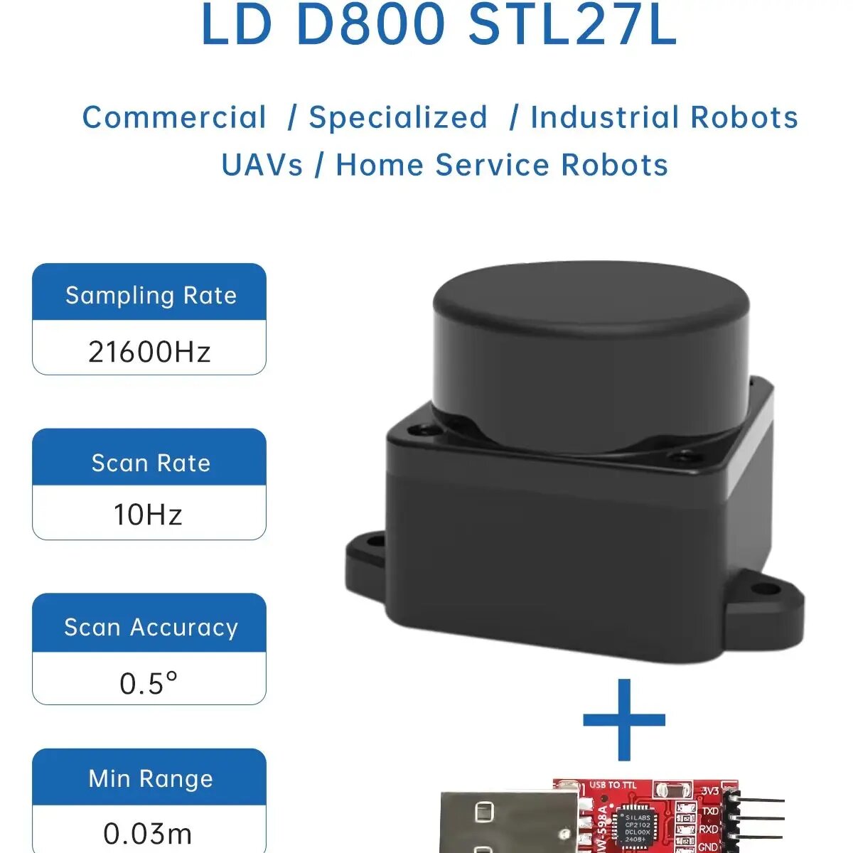 Kit LDROBOT D500 D800 LiDAR 360° LD D800 Lidar