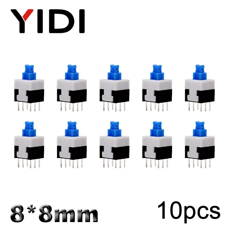 Тактильные кнопки YIDI, 10 шт, 8x8 мм, фиксация