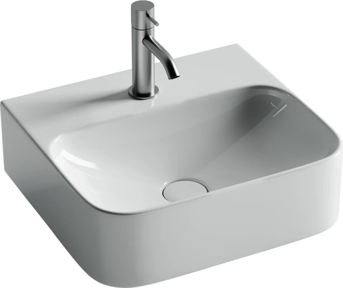 Раковина маленькая в туалет Ceramicanova Aura CN2005, фарфор, белый глянец, 43.5×39.5×13.5 см