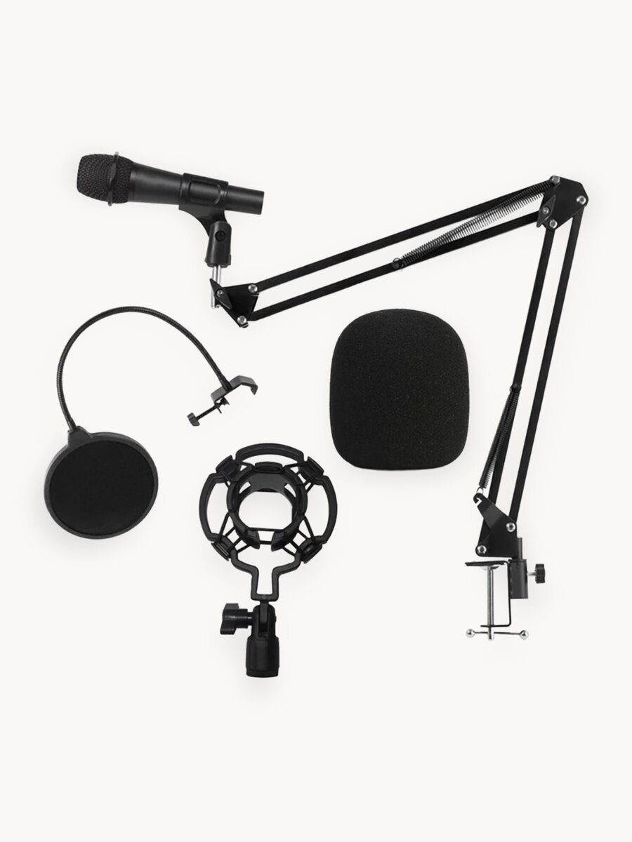 Настольная стойка для микрофона пантограф NB-3571 с держателем паук, поп-фильтром и ветрозащитой