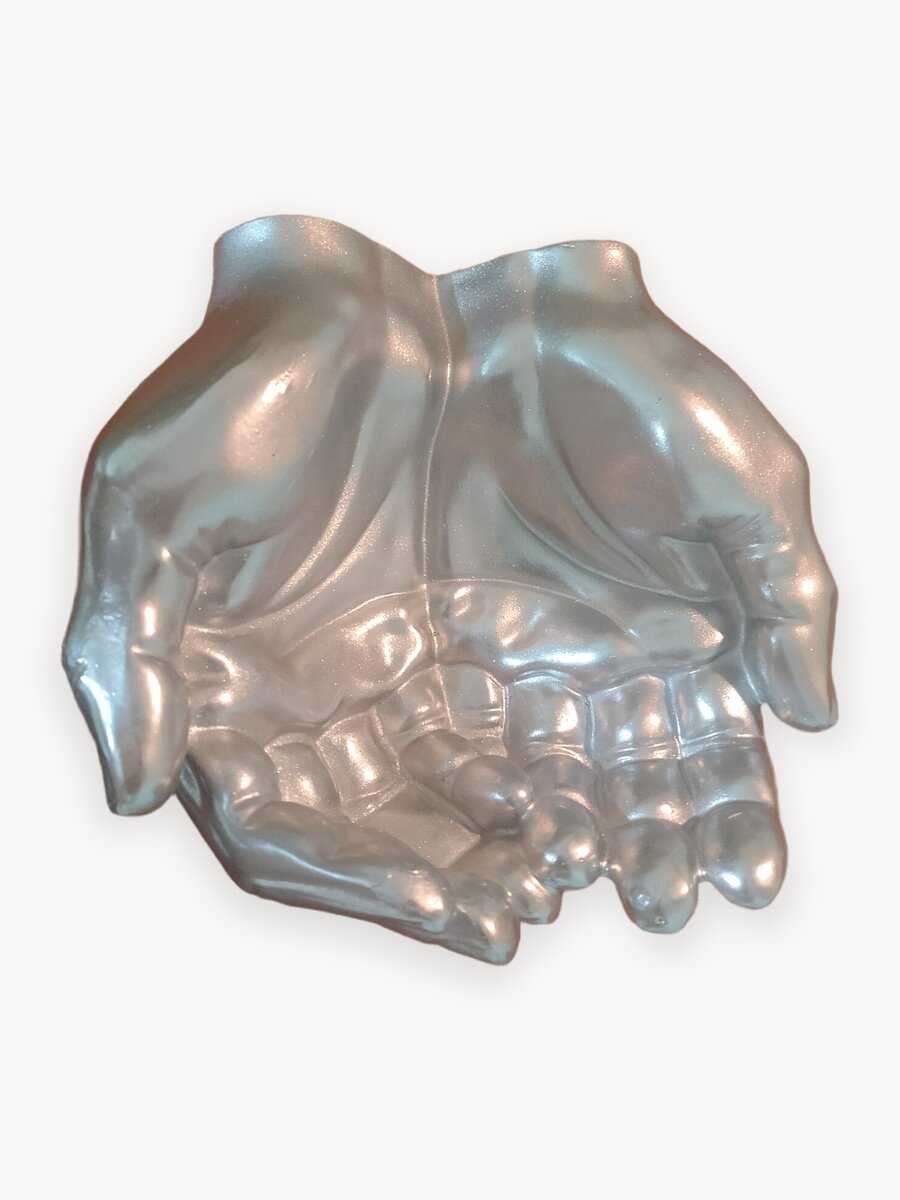 Руки Давида статуэтка, ключница подсвечник, сувенир, декор для дома, окрашенные серебром