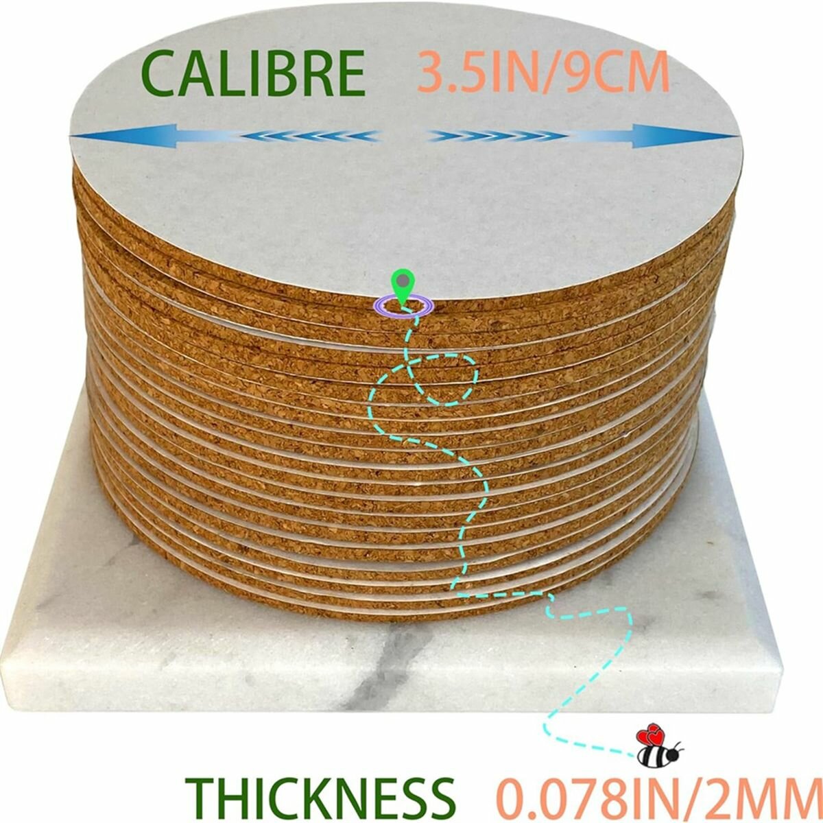 40 Упаковок Самоклеящихся Пробковых Круглых Подложек Диаметром 3,5 Дюйма, Пробковые Подставки.