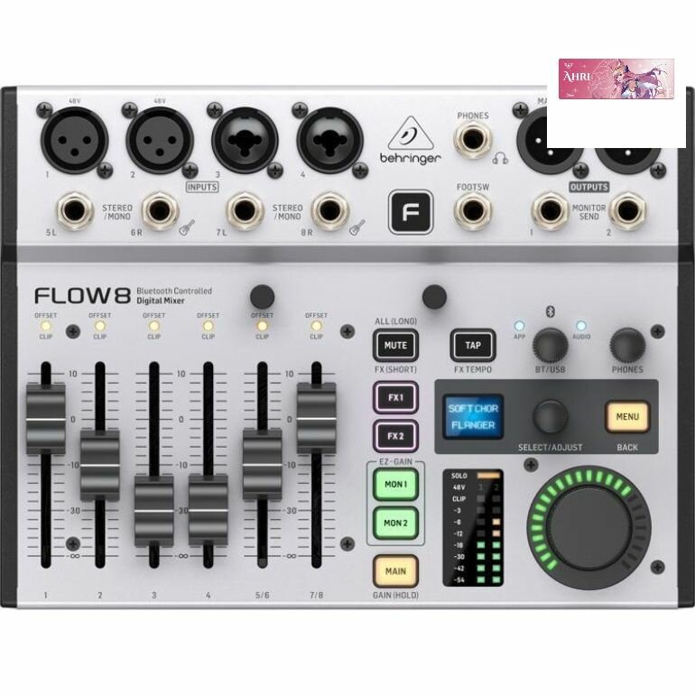 Цифровой микшерный пульт BEHRINGER FLOW 8 с 4 TRS и 2 XLR входами, USBпорт бестселлер