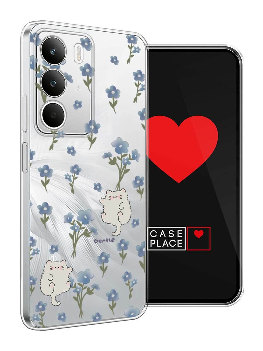 Чехол на Realme C71/P3 Lite 4G / Реалми С71/P3 Лайт 4G с принтом "Gentle cats", прозрачный — фото 1