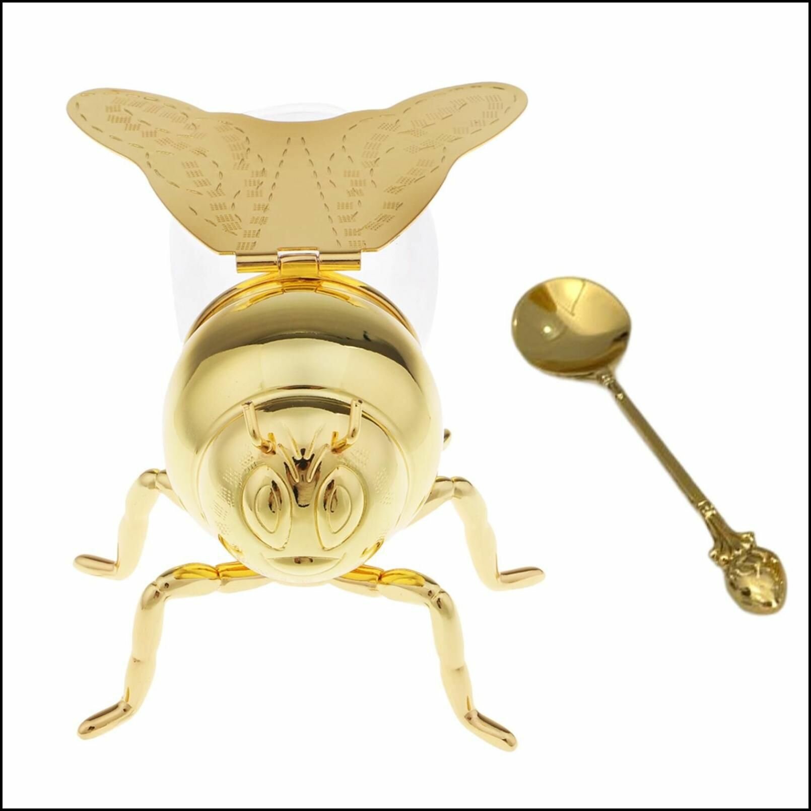 Баночка пчелиного меда с ложкой Красивая изысканная 15 см х 10 см х 8 см